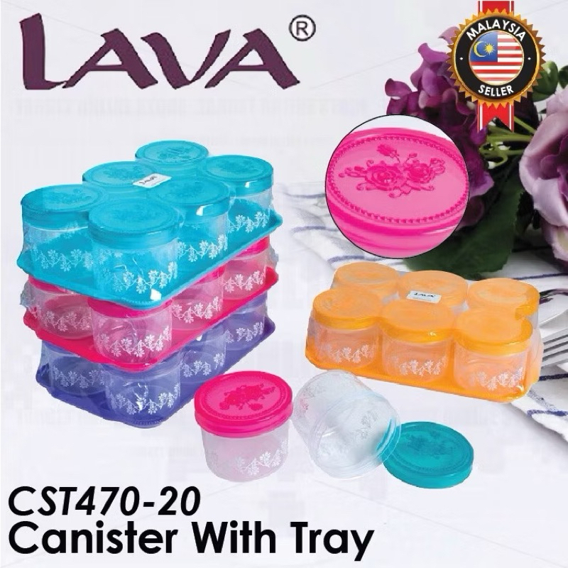 LAVA 6pcs 3D Canister With Tray 740ml / BALANG KUIH & DULANG 3D / Bekas ...
