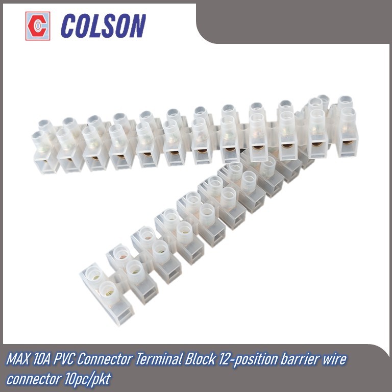 COLSON MAX 10A PVC Connector Terminal Block 12-position barrier wire ...