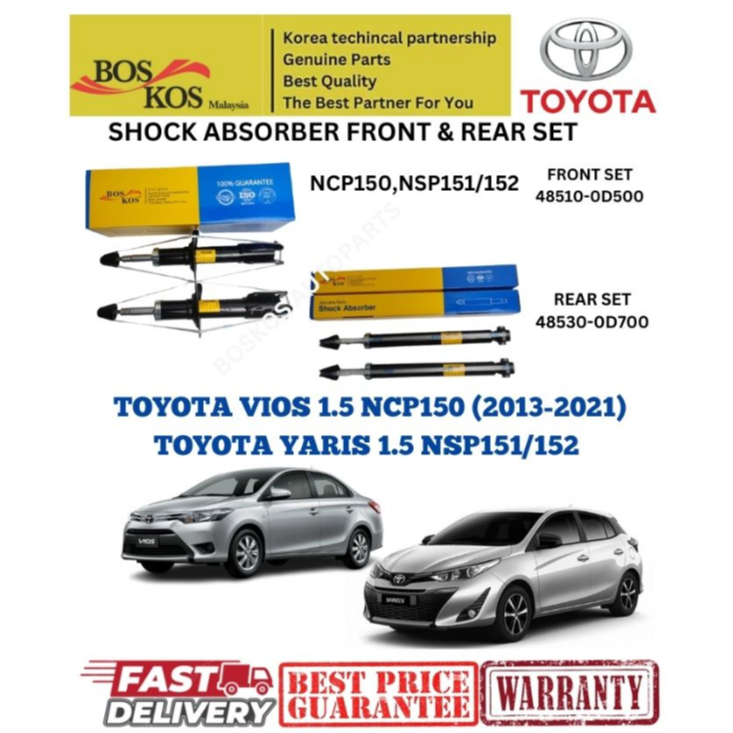 TOYOTA VIOS NCP150, YARIS NSP150, NSP151 Heavy Duty Performance Shock Absorber FRONT ,REAR ...