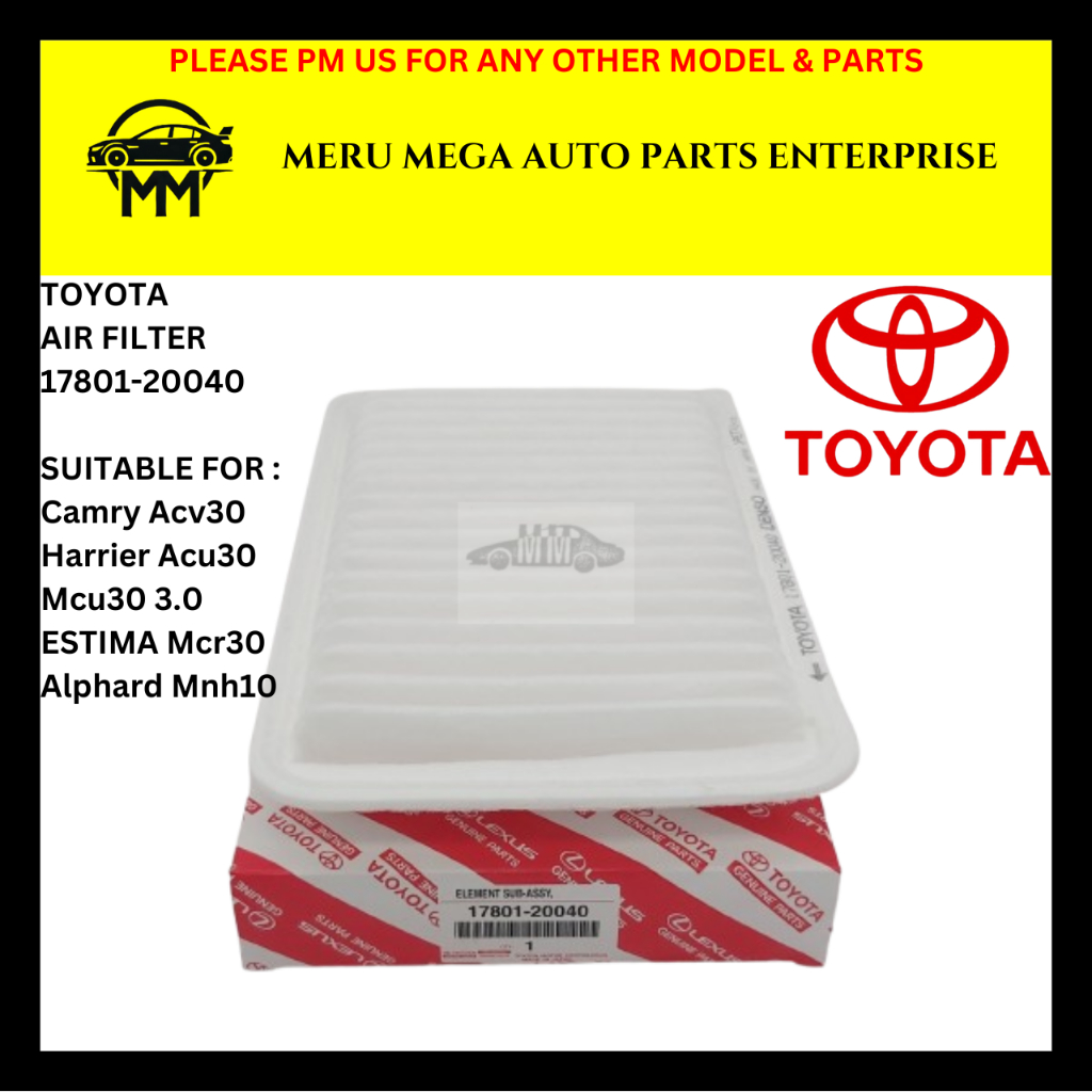 TOYOTA AIR FILTER 17801-20040 Toyota Camry Acv30 Harrier Acu30 Mcu30 3. ...