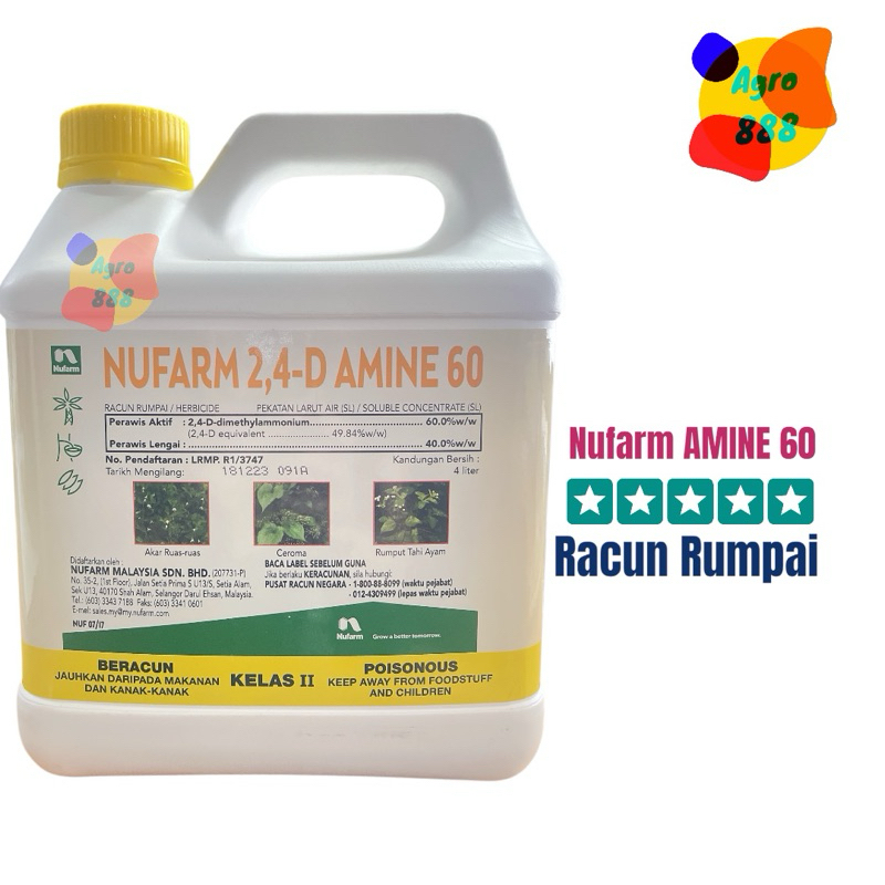 4L Nufarm Amine 60 /Racun Rumpai (Sama dgn Kenso Hextar Amine Rarity ...
