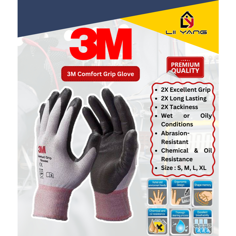 [Original] 3M Comfort Grip Gloves Make In Korea Nitrile Foam Coated ...