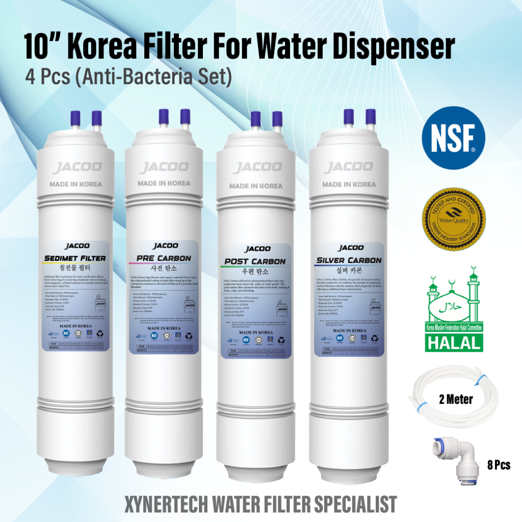 JACOO 10" U-Type Korean Filter Halal Certified Easy Replacement For Table Top Water Dispenser ...
