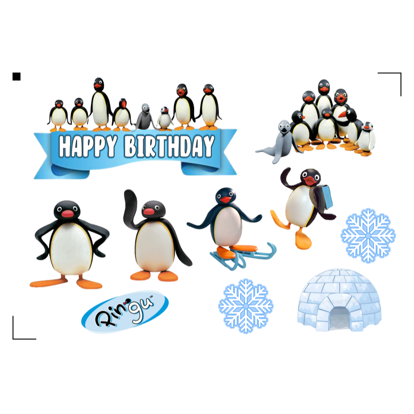 Pingu Happy Birthday Decoration Set Cake Topper for Birthday Cake ...