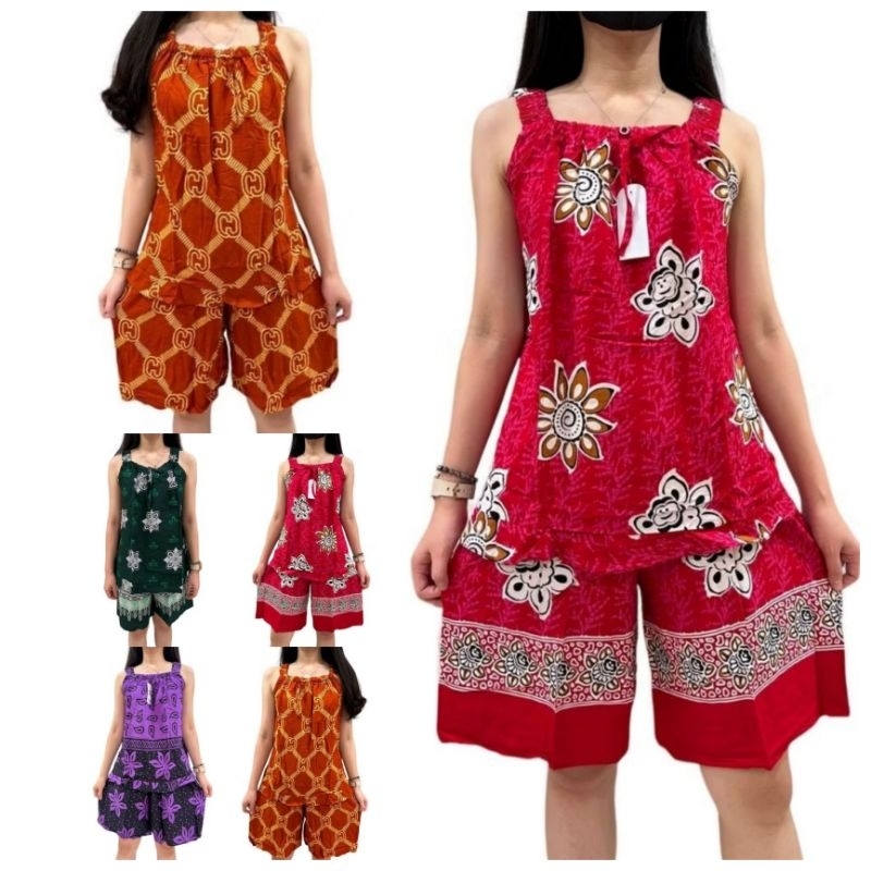 WOMEN BAJU BATIK PAPAN SLEEVELESS SINGLET SHIRT & PANT 1 SET/BAJU BATIK ...