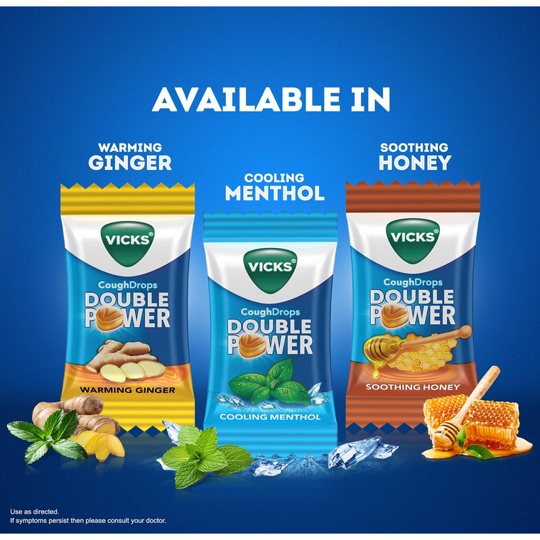 Vicks, Cough Drops, Double Power, Long Lasting Throat Irritation Relief, Cooling Menthol/Warming ...