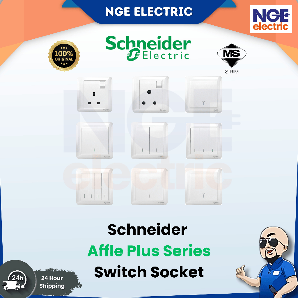Switch| Schneider Affle Plus White Switch & Socket Socket 13A Heater ...
