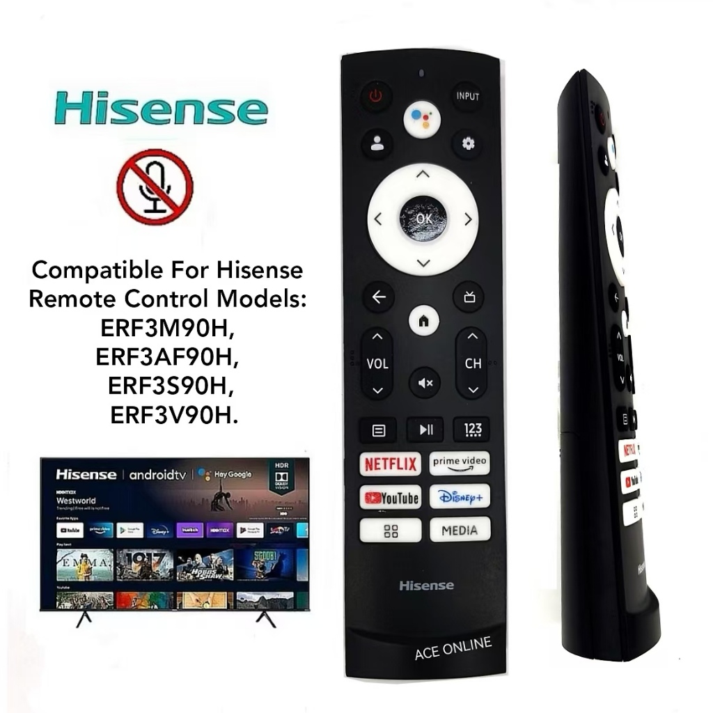 HISENSE ANDROID SMART TV REMOTE CONTROL (ERF3S90H) Without Voice ...