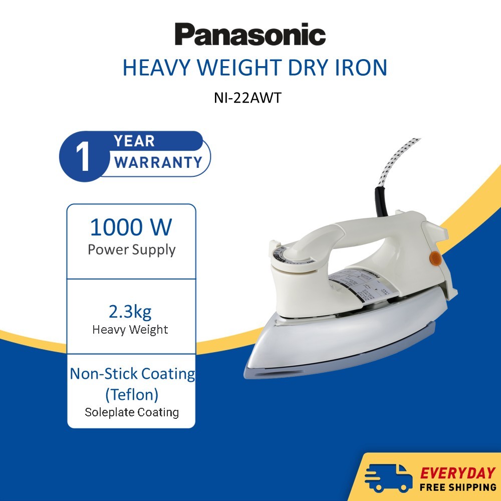 Panasonic Seterika Ni-22Awt Heavy Weight Dry Iron Non-Stick Soleplate ...