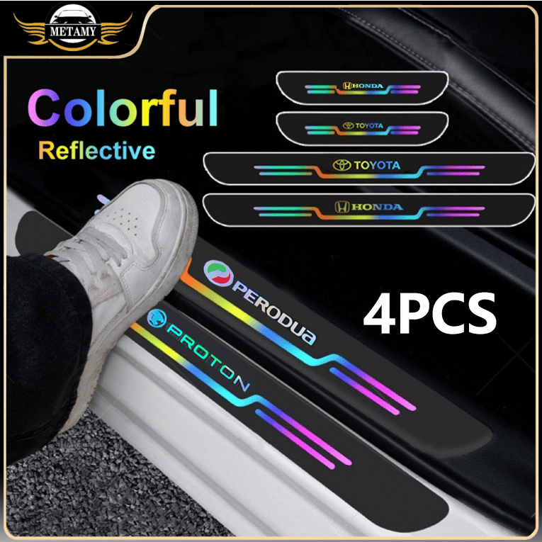 4pcs Perodua Proton Colourful Car Door Sill Strip Anti Scratch Plate ...