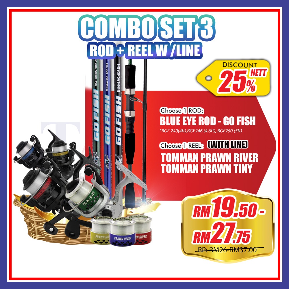 TCE Tackles Set Udang Fishing Rod Reel Line Full Set Spinning Combo Set ...
