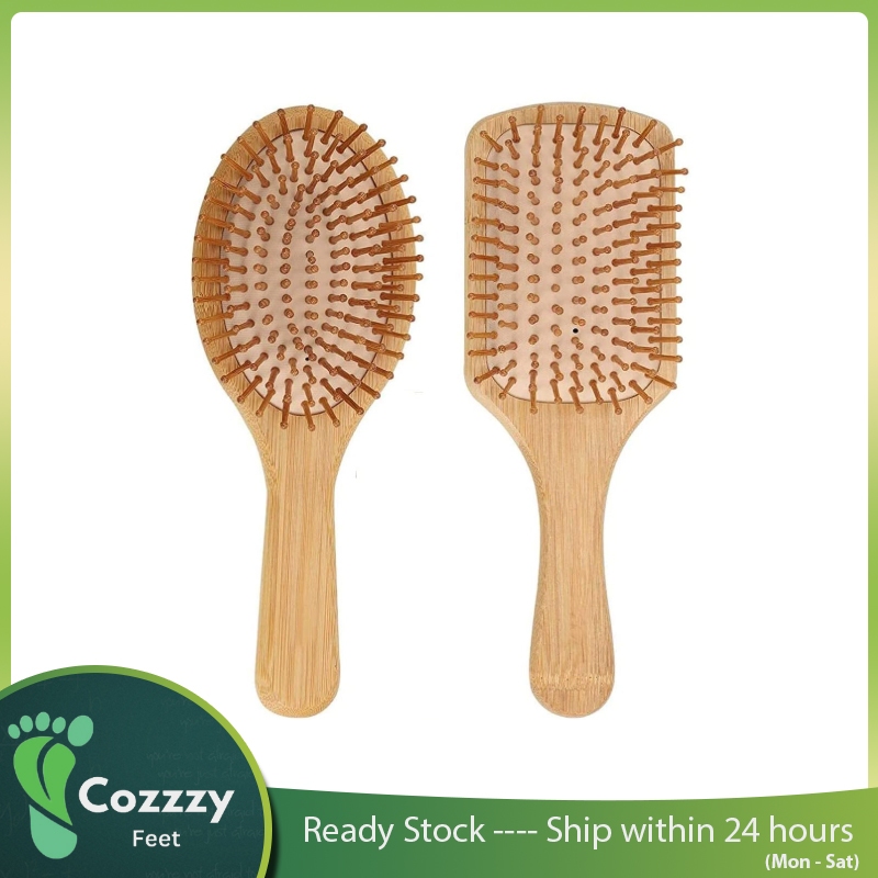 Wooden Hair Brush Natural Bamboo Hair Combs Bristle Detangling ...