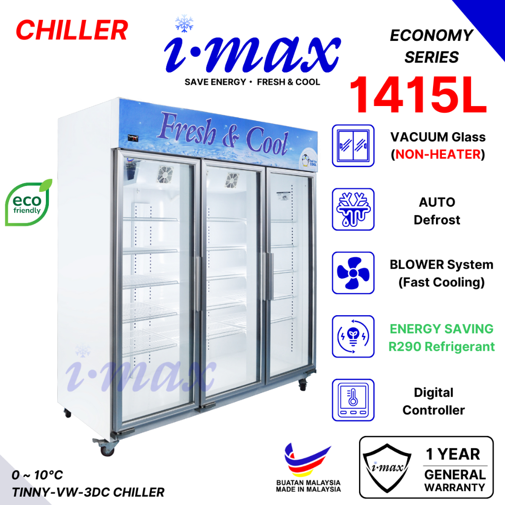 Imax 3 Door Display Chiller With NON-HEATER Glass Energy Saving | Meat ...