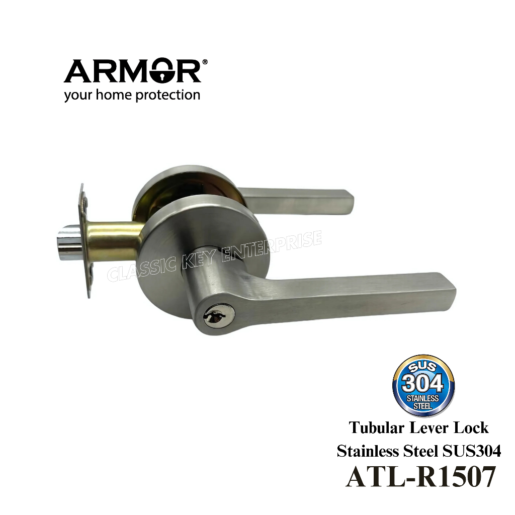 ARMOR Door Lock Tubular Lever Handle Model ATL R1507 (Stainless Steel ...