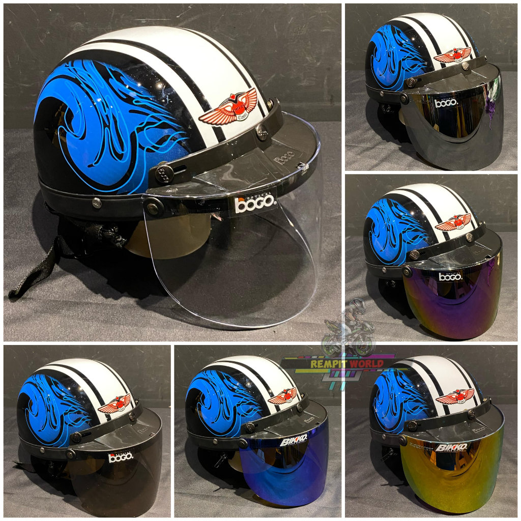HELMET MHR HALF REPTIDE BLUE/BIRU MHR STENG BIRU 100%ORIGINAL MHR COMBO ...