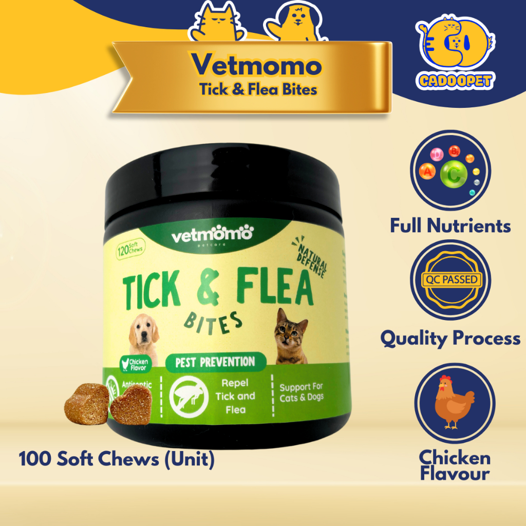 Vetmomo Tick Flea 120 Kunyah - Chicken Delight for Cats & Dogs - Snek ...