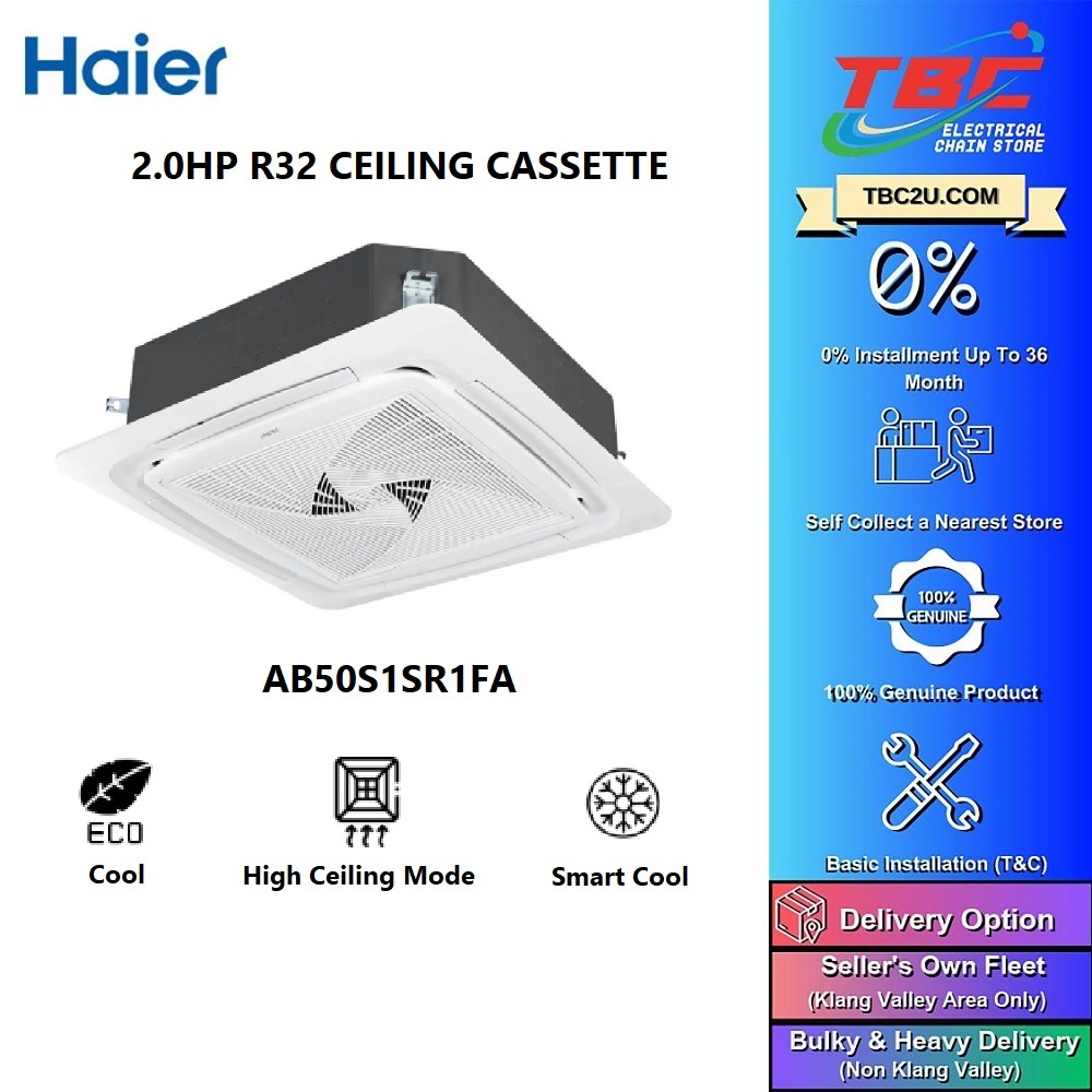 HAIER 2.0HP-2.5HP CEILING CASSETTE AB50S1SR1FA | AB71S1SR1FA | Shopee ...