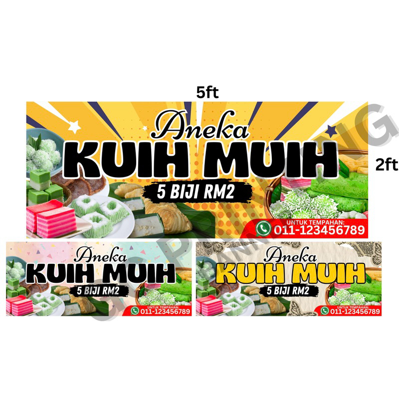 KUIH MUIH CUSTOM SIZE Banner Bazar Ramadhan 2ft x 5ft Free 4 Lubang ...