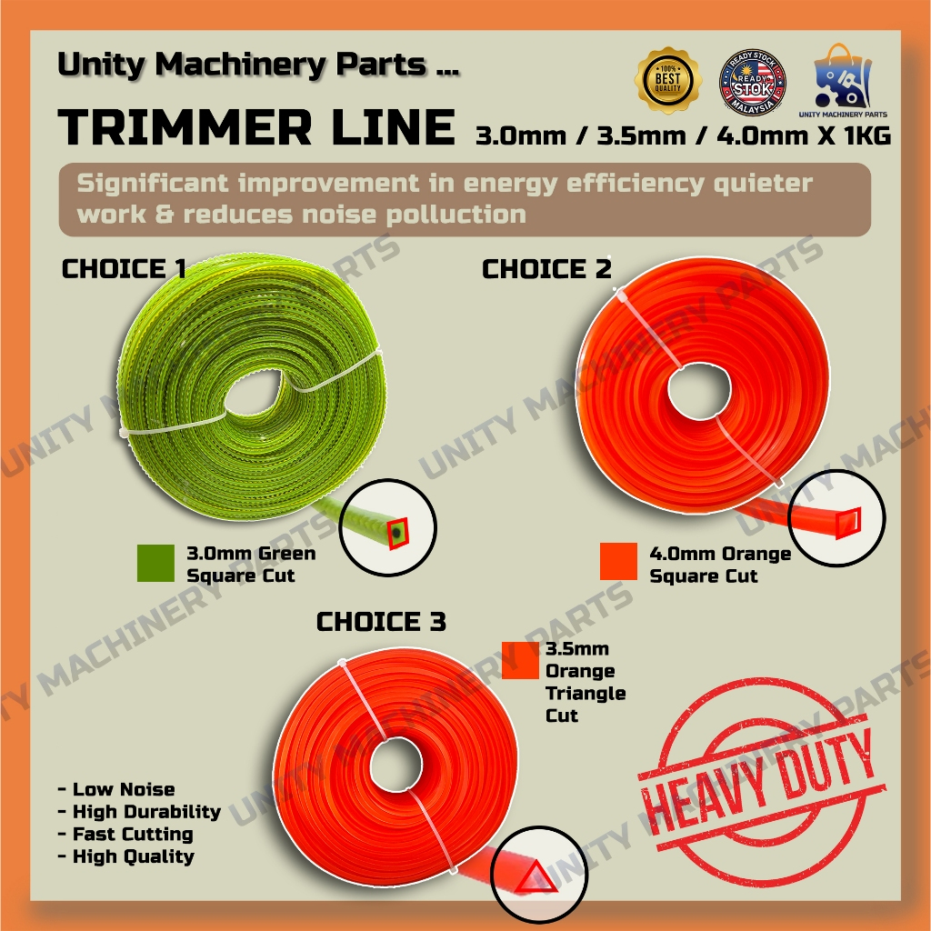 Heavy-Duty Grass Cutter Trimmer Line | Durable Nylon Square, Triangle ...