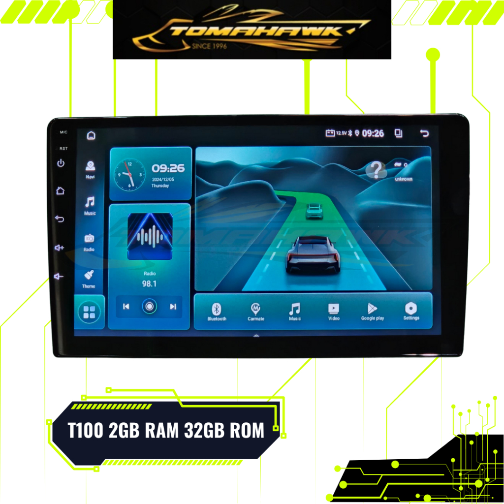 TOMAHAWK T100 2GB RAM 32GB ROM 2+32 ANDROID PLAYER CARPLAY ANDROID AUTO ...