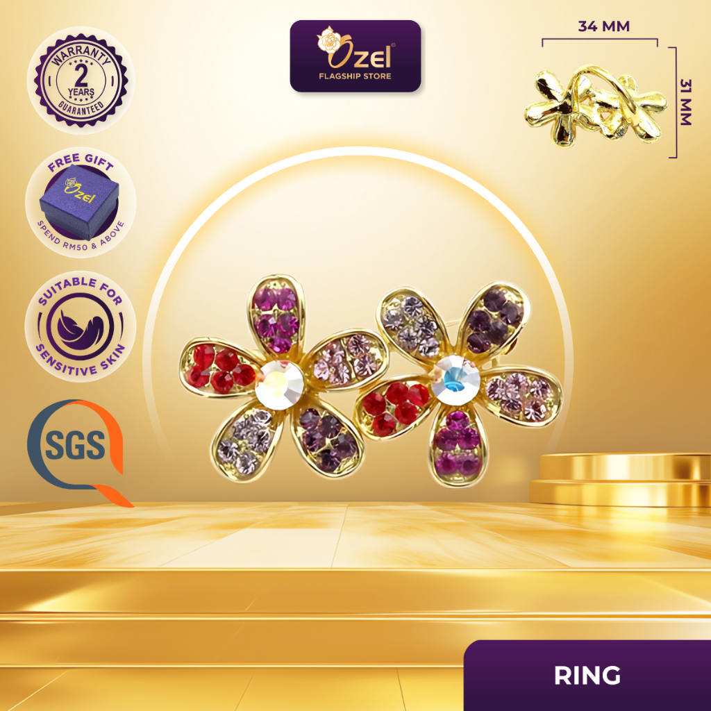 Ozel Ring Double Flower R037 | Kerongsang & Pin Tudung, Hijab, Baju ...