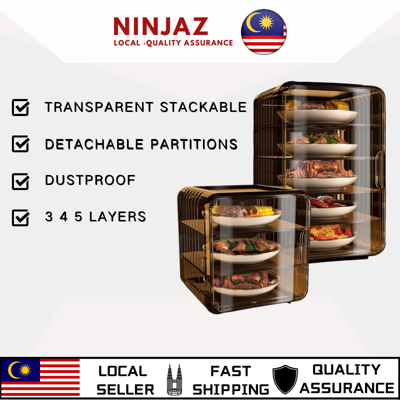 Transparent Stackable 5Layer Detachable Partitions Food Cover Storage ...