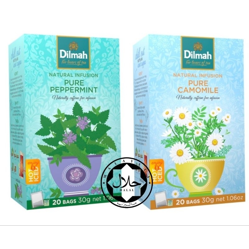 DILMAH Halal Pure Camomile | Pure Peppermint 1.5g x20s | Shopee Malaysia