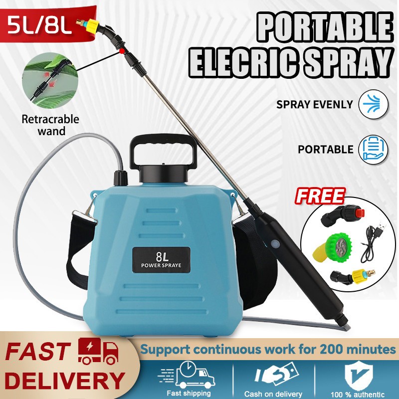 8L Electric Garden Pressure Sprayer Knapsack Battery Sprayer Pump ...