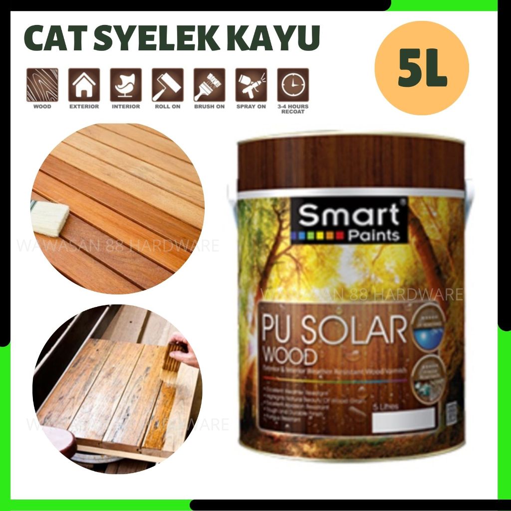 Set E Cat Syelek Kayu Shellac Paint Wood Varnish Smart Paint PU Solar ...