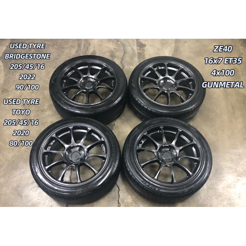 USED RIM ZE40 16 INCH WITH TYRE 205/45/16 FOR MYVI ALZA WIRA VIOS YARIS ...