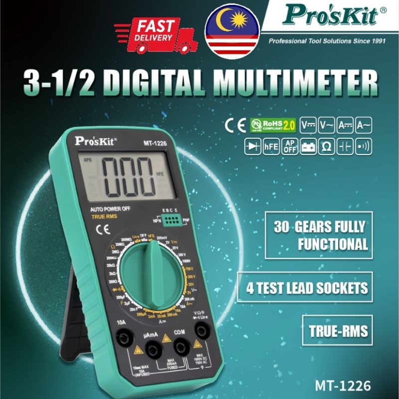 Pro'skit MT-1226 True RMS 3-1/2 Digital Multimeter MT1226 | Shopee Malaysia