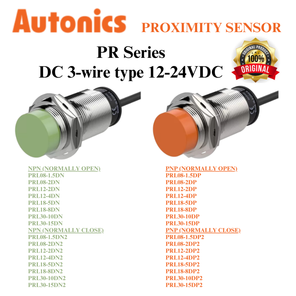 AUTONICS Proximity Sensor PR Series DC 3wire Type 12~24VDC Output NPN ...