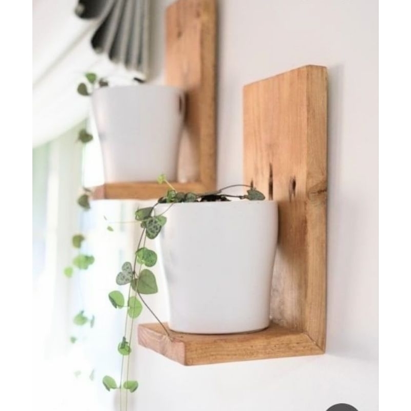 Rak Dinding Hiasan Pasu Bunga Kayu Dalam Rumah Wooden Flower Pot ...