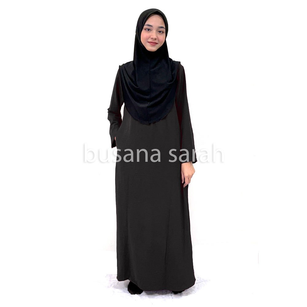 Jubah HAJAR Straight Cut Muslimah Hitam Umrah Tanpa Gosok Ironless ...