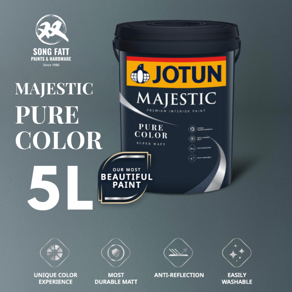 Jotun Majestic PURE COLOR 5L (White/Colour) MATT Interior/True Beauty ...
