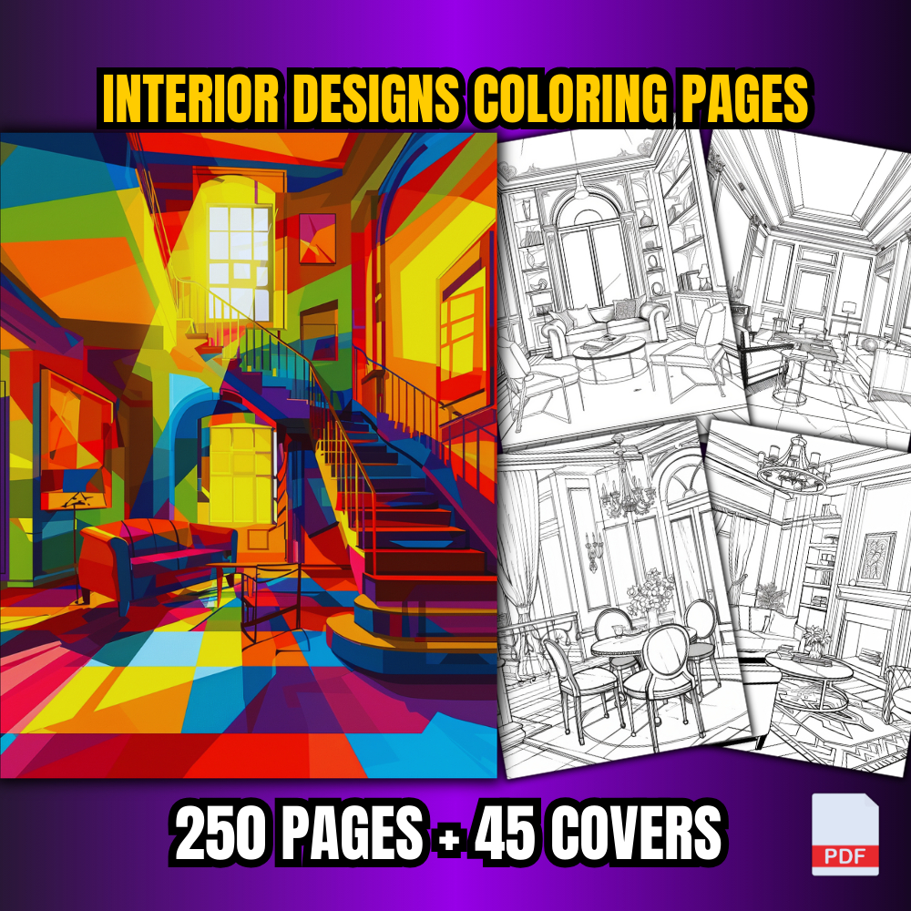 [PDF] 250 Interior Designs Coloring Pages For Adults | Shopee Malaysia