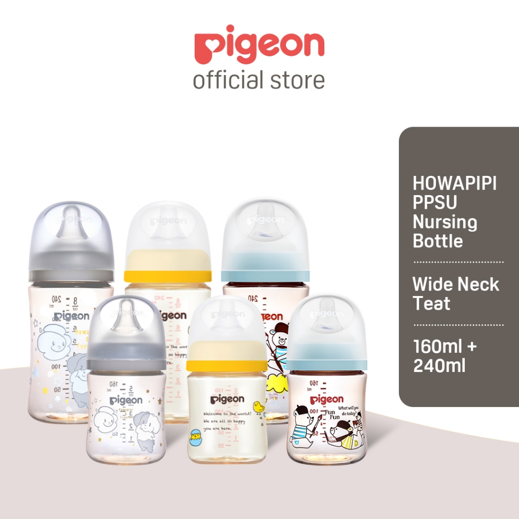 Pigeon SofTouch™ Wide Neck PPSU BPP Character Bottles 160ML+ 240ML Set E | Shopee Malaysia