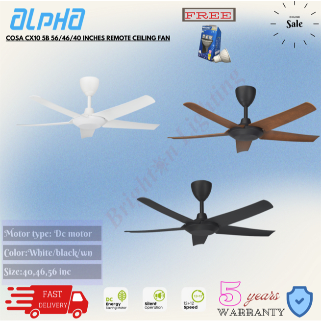 Alpha Cosa CX10 5B 56/40 inches Remote Ceiling Fan KIPAS 2025 | Shopee ...