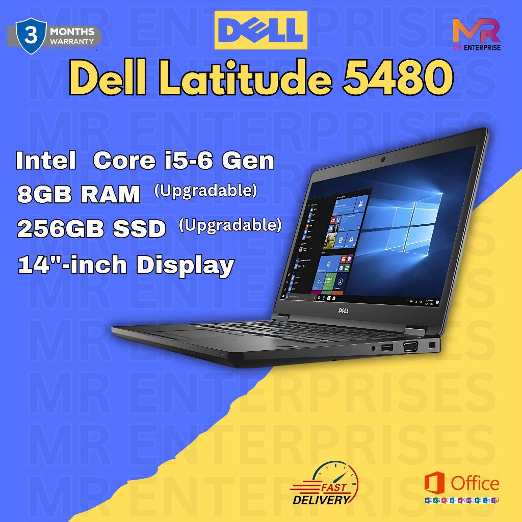 Dell Latitude 5480 | Intel Core i5-6th Gen | 8GB RAM – 128GB SSD | 14” FHD Display | Used Unit ...