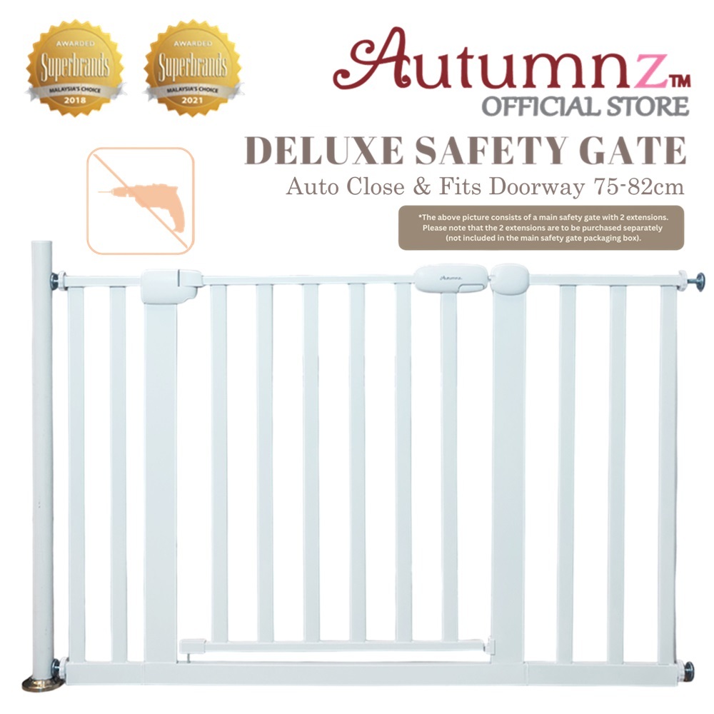 Autumnz Deluxe Safety Gate Auto Close & Fits Doorway (75-82cm) XY-019 ...