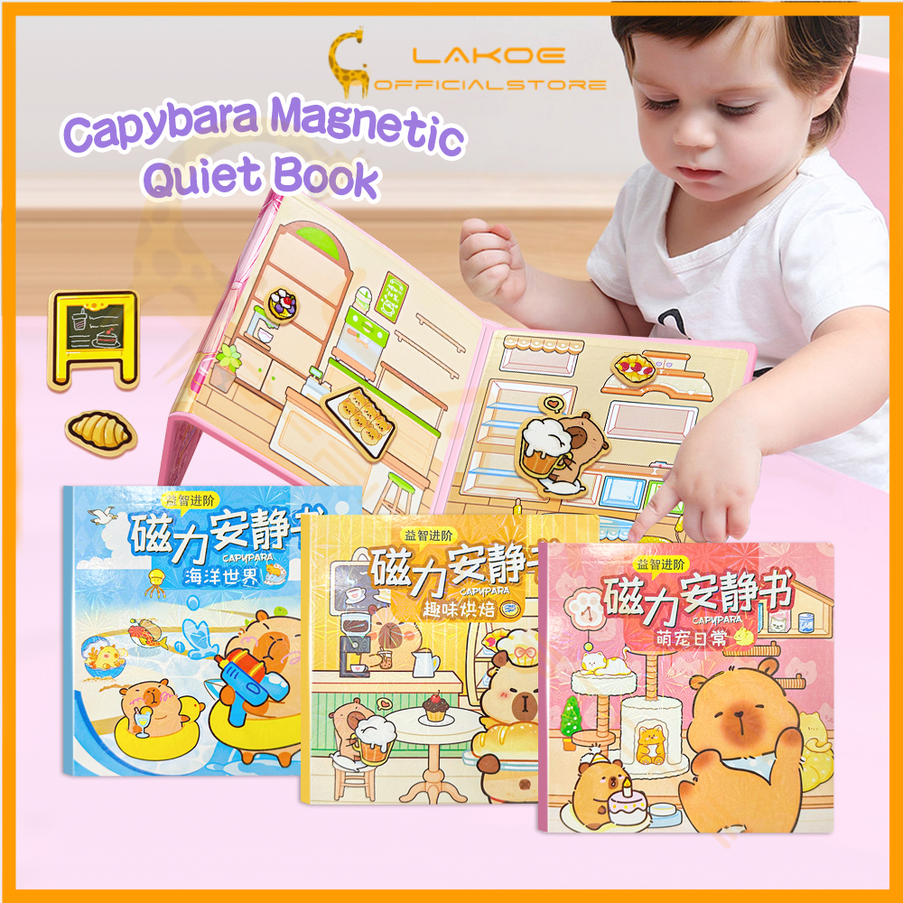 LAKOE 18*18CM Magnetic Quiet Book Capybara Magnetic Book Educational ...