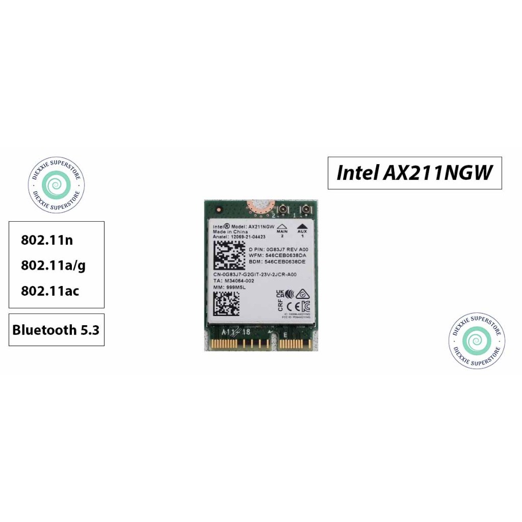 Intel Wireless - AX211NGW WLAN WiFi 802.11ax / Bluetooth 5.3 M.2 Card ...