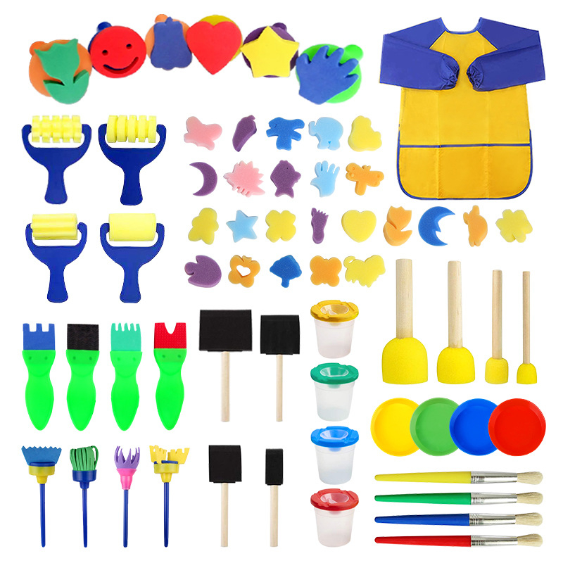 Painting Sponge Set Kids Toddlers Paint Brush Stamps Foam Washable Art ...