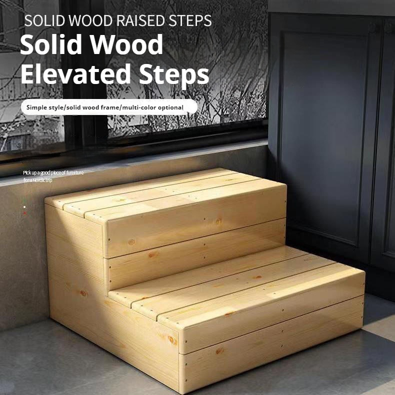 Solid wood double-layer steps Yang foot pedal bay window heightening ...