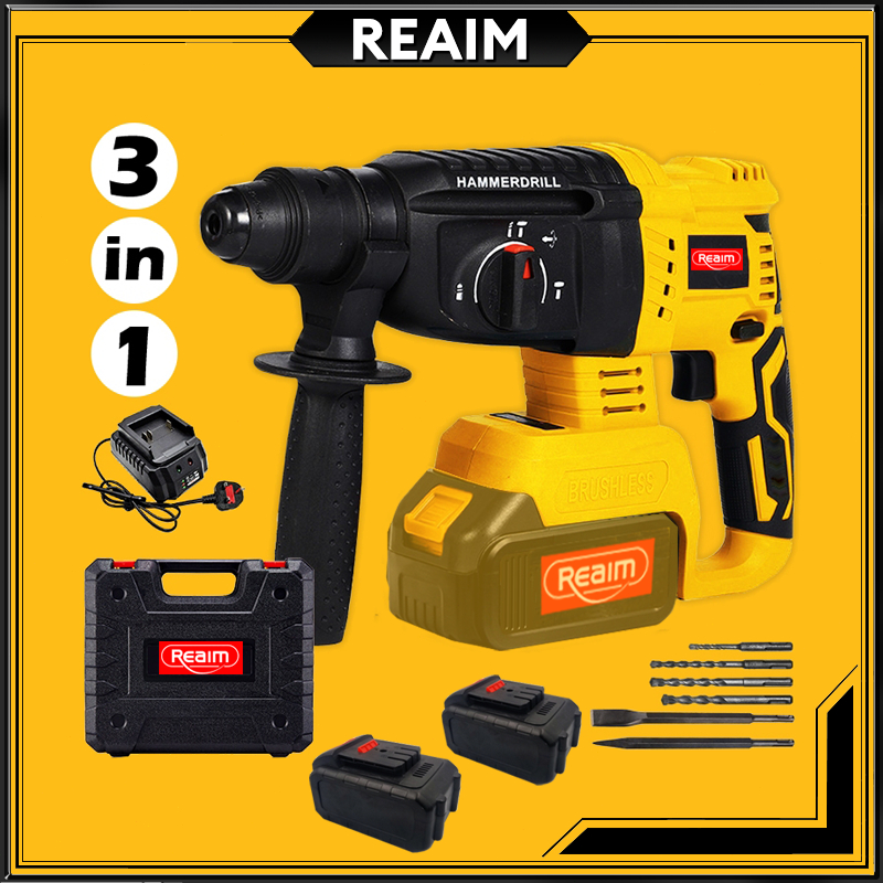 3 IN 1 Cordless Rotary Hammer Drill Electric Hammer Chisel Lithium ...