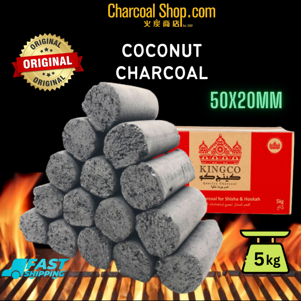 CHARCOAL BBQ ARANG KAYU 火炭 (Kingco Premium Coconut Charcoal 50x20mm - 5kg) | Shopee Malaysia