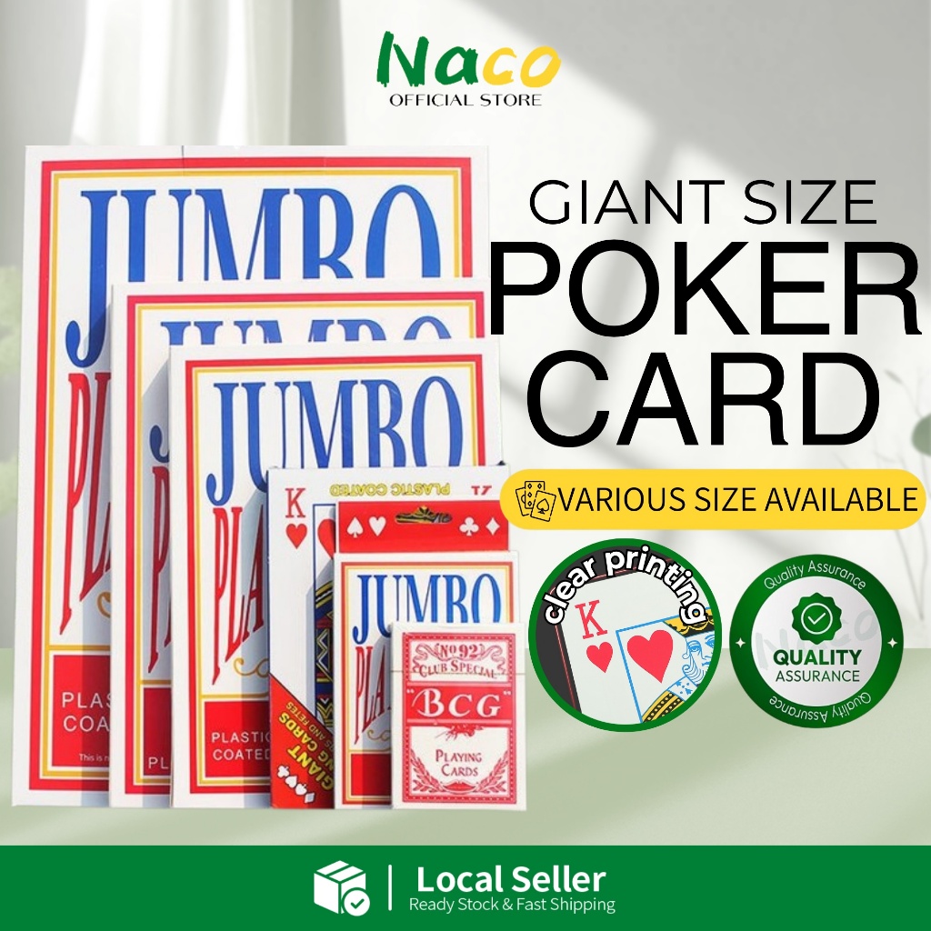 Giant Jumbo Poker Card A4 Size Full Deck Oversized High Quality Casino ...