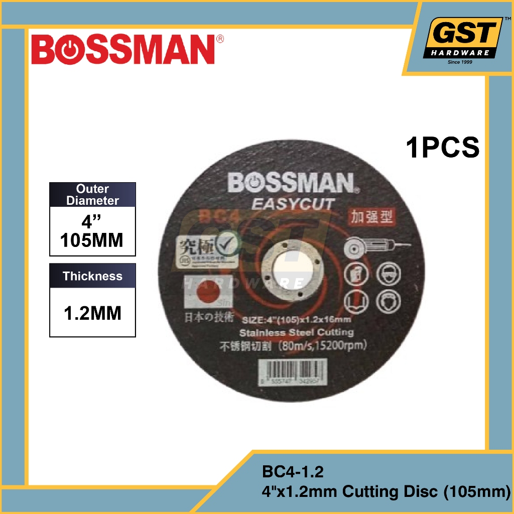 Bossman 4" Cutting Disc Wheel Easycut Stainless Steel Cutting Inox 割片 ...