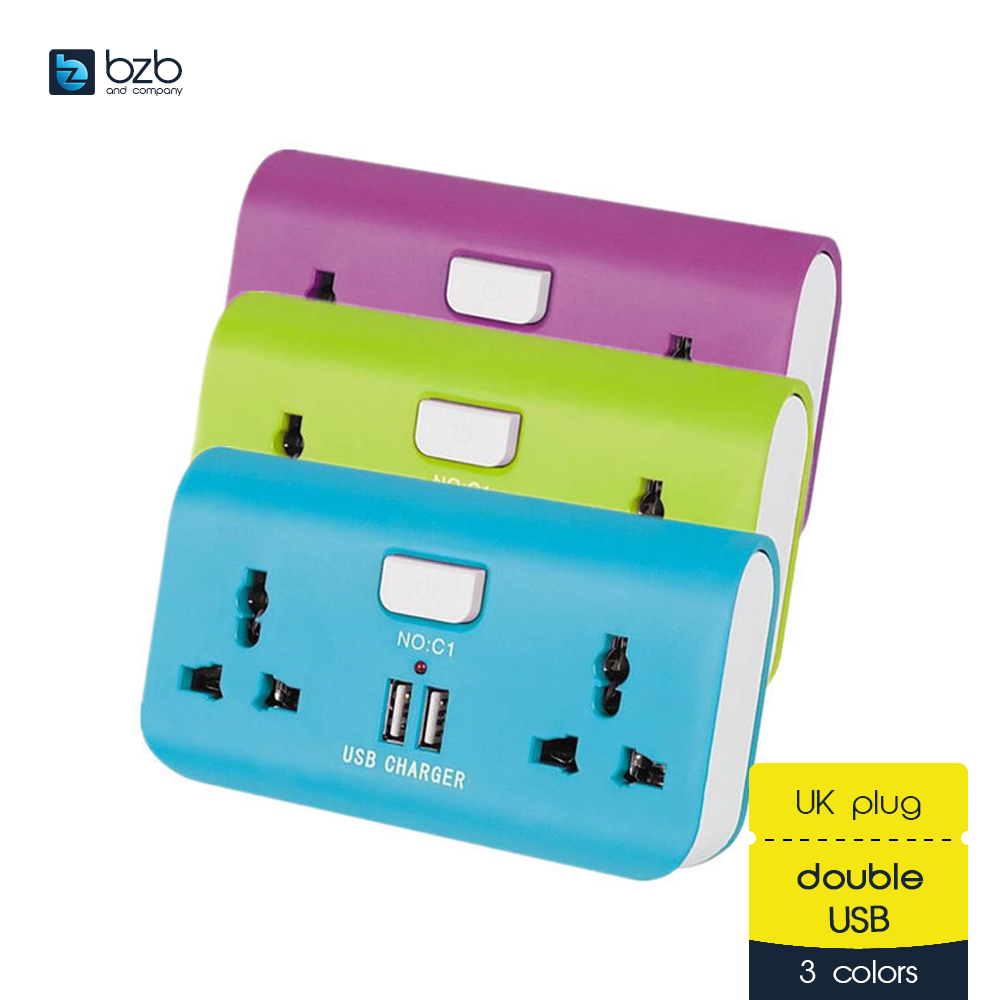 Double USB Charger 3 Pin Dual UK Plug Charger Multifunction Extension ...