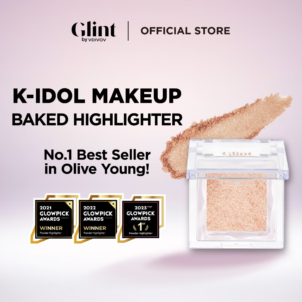 THE FACE SHOP Glint x Olive Young Limited Edition Baked Highlighter 2.3g, K-Idol Makeup, Shimmer ...